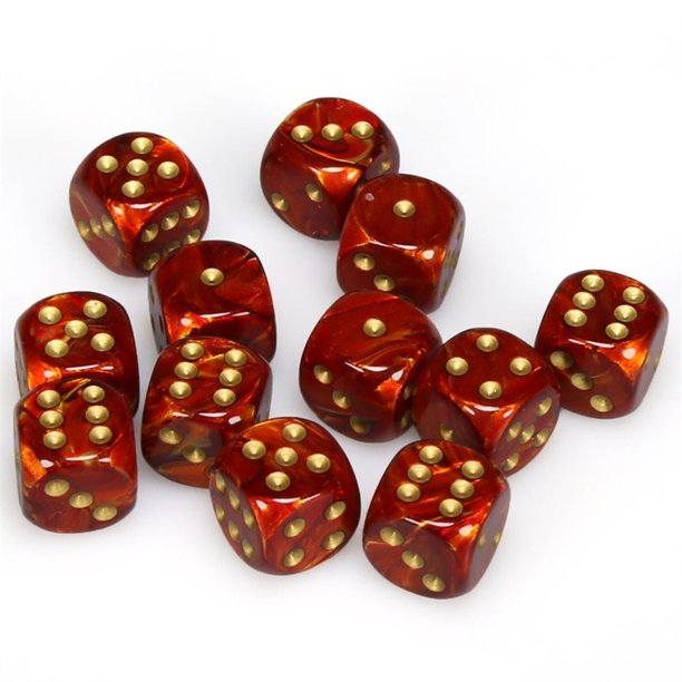 Chessex d6 Cube - Scarab Scarlet with Gold – Pandemonium Games